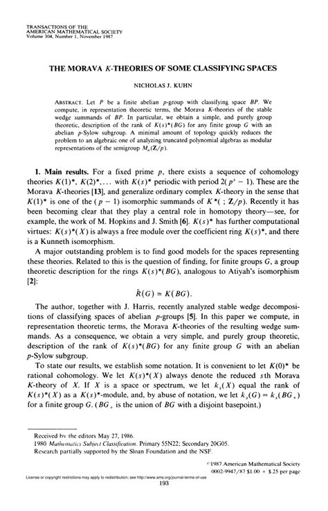 pdf the morava k theories of some classifying spaces