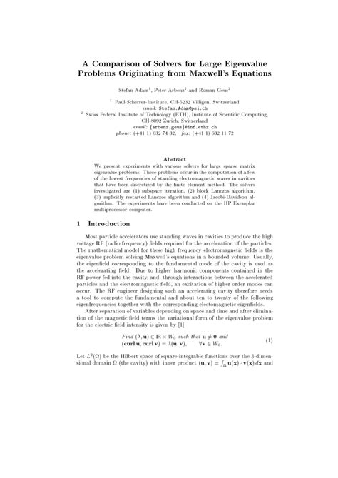 pdf a comparison of solvers for large eigenvalue problems originating from maxwell s equations