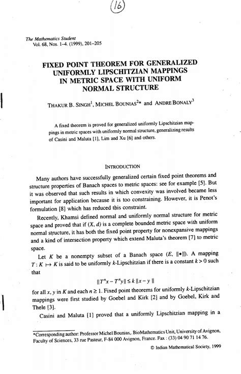 pdf fixed point theorems for generalized uniformly lipschitzian mappings in metric spaces with