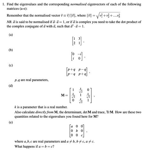 solved 1 find the eigenvalues and the corresponding