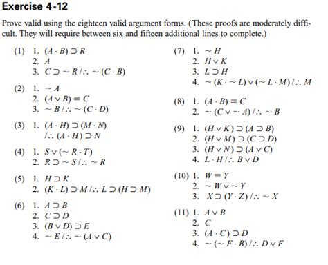 Solved Exercise 4 12 Prove Valid Using The Eighteen Valid Chegg