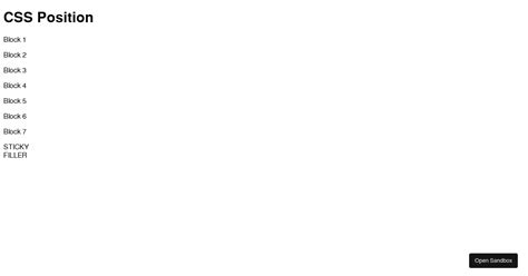 CSS Sticky Positioning Codesandbox