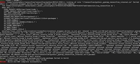 linking of rule tensorflow python pywrap tensorflow internal so failed · issue 15172