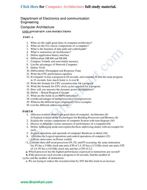 140 CS8491 CS6303 Computer Architecture Important Questions