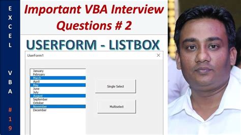 VBA Interview Questions And Answers VBA MCQ Userform Listbox