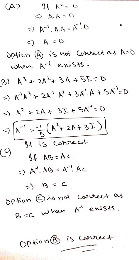 let a b c be n × n matrices which one of the following is a correct statement