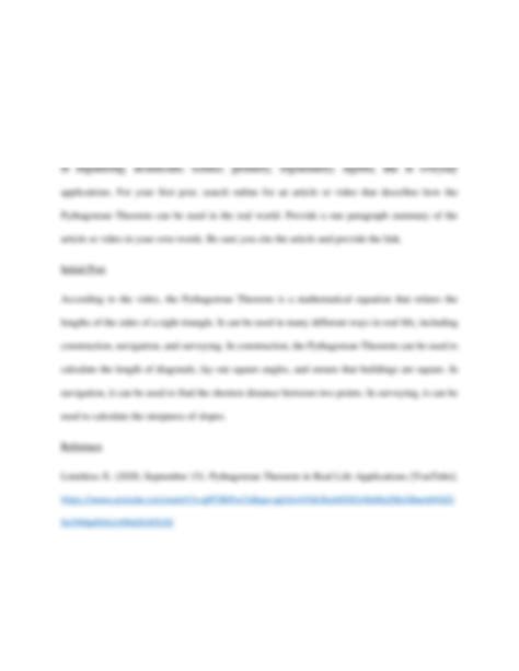 SOLUTION Real Life Example Pythagorean Theorem Studypool
