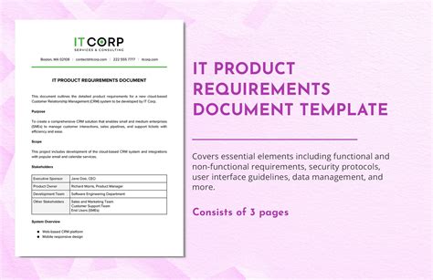 IT Product Requirements Document Template In Word PDF Google Docs