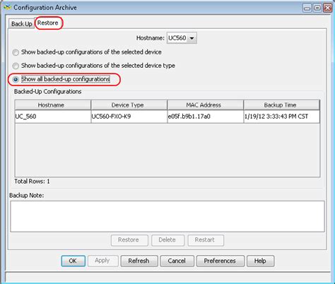 Backup Restore Configuration On UC500 Series Cisco