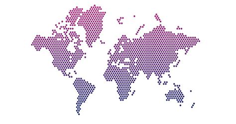 Vector Illustration Of A Dotted World Map Isolated On A Black