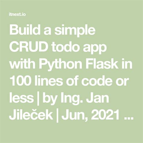 Build A Simple Crud Todo App With Python Flask In Lines Of Code Or