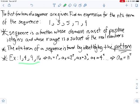 solved the first few terms of a sequence are given find an expression for the nth term of each