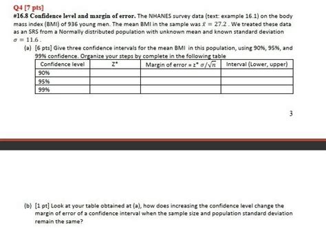 solved q4 [7 pts] 16 8 confidence level and margin of