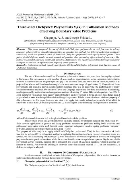 pdf third kind chebyshev polynomials v r x in collocation methods of solving boundary value