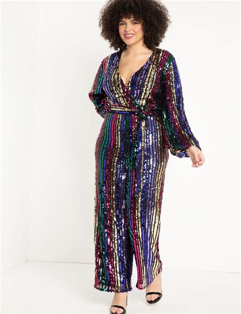 Multicolor Stripe Sequin Jumpsuit Women S Plus Size Dresses ELOQUII