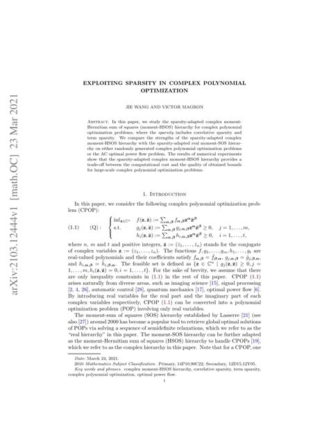 pdf exploiting sparsity in complex polynomial optimization
