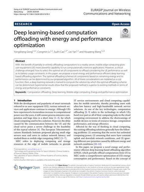 pdf deep learning based computation offloading with energy and performance optimization