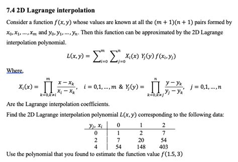 solved 7 4 2d lagrange interpolation consider a function