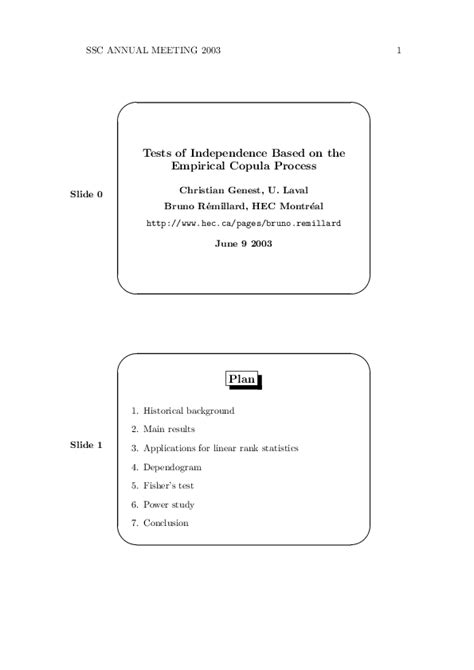 pdf test of independence and randomness based on the empirical copula process bruno