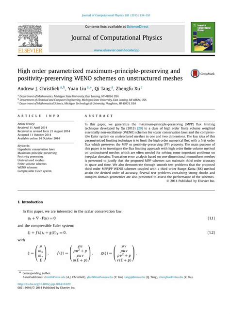pdf high order parametrized maximum principle preserving and positivity preserving weno