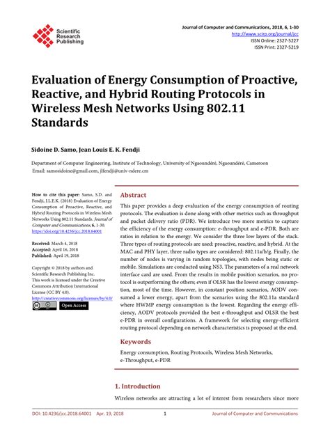 pdf evaluation of energy consumption of proactive reactive and hybrid routing protocols in
