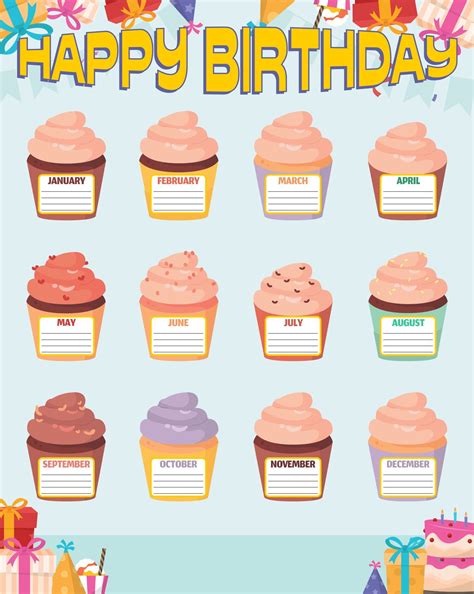 Monthly Birthday Month Cupcakes Printables Prntbl