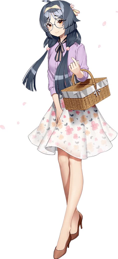Safebooru 1girl Akasaka Yuzu Black Hair Breasts Full Body Glasses Hair Ribbon Headgear