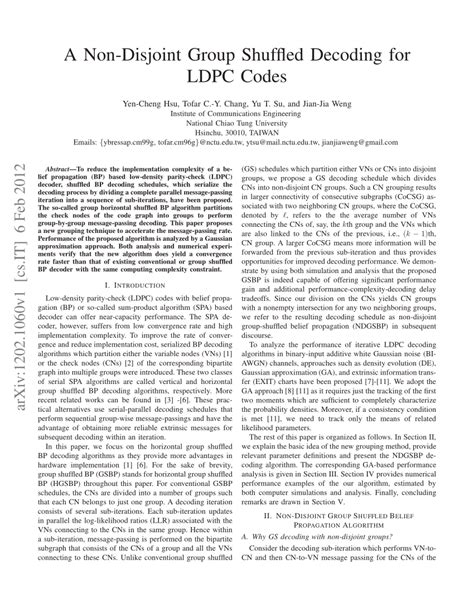 pdf a non disjoint group shuffled decoding for ldpc codes