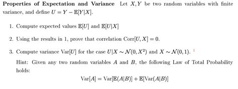 solved properties of expectation and variance let x and y be two random variables with finite