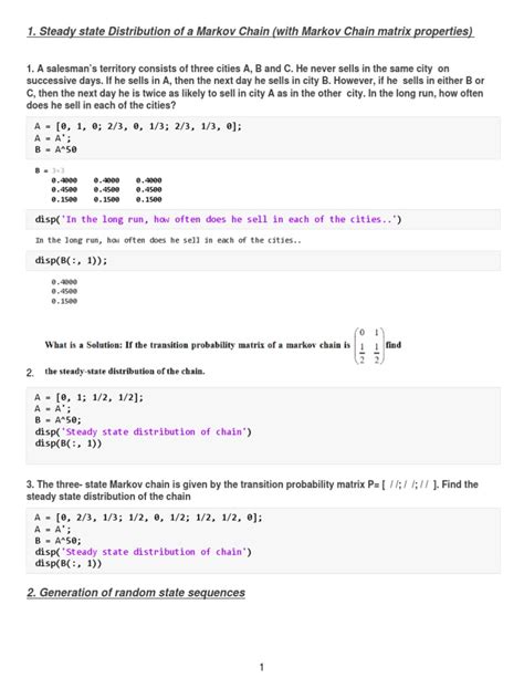 steady state distribution of a markov chain with markov chain matrix properties descargar