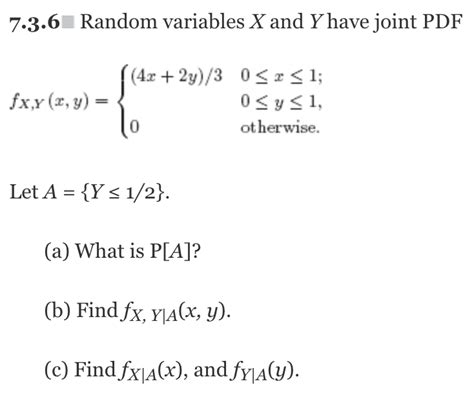 solved 7 3 6 random variables x and y have joint pdf