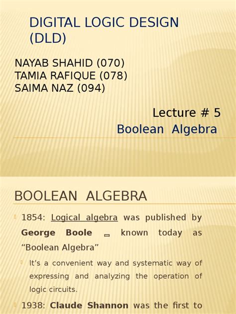 digital logic design pdf boolean algebra teaching mathematics
