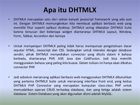 belajar pemrograman berbasis web menggunakan dhtmlx php dan mysql