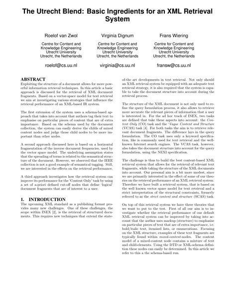 pdf the utrecht blend basic ingredients for an xml retrieval system