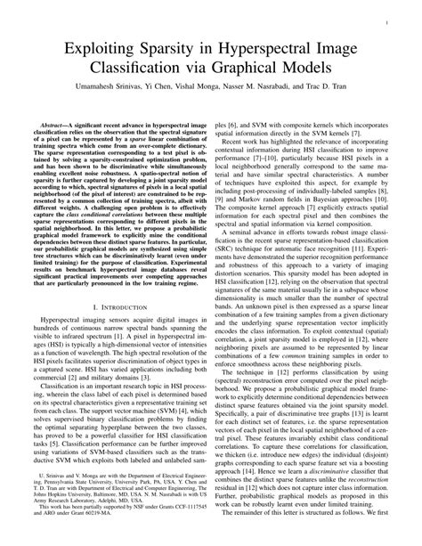 pdf exploiting sparsity in hyperspectral image classification via graphical models