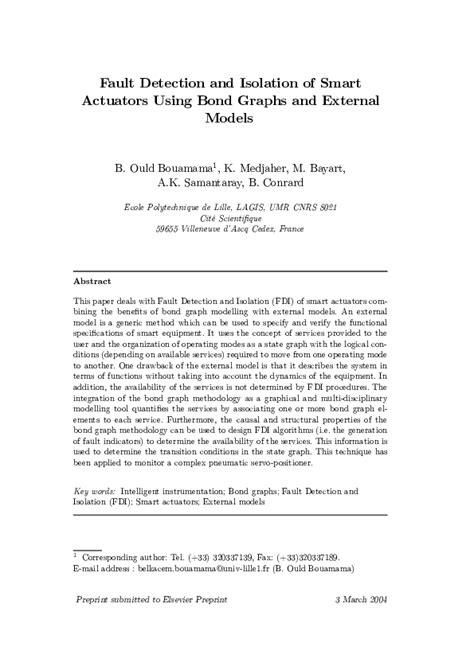 pdf fault detection and isolation of smart actuators using bond graphs and external models