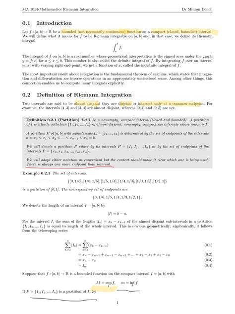 riemann integration pdf integral interval mathematics