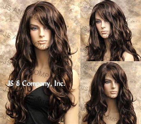 Brown Mixed Luscious Curly Layered Long Wig Off Center Parting Etsy