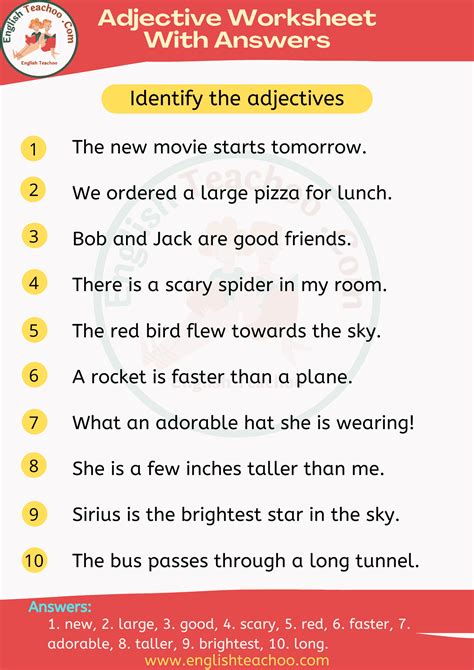 Distributive Adjectives Worksheets With Answers Adjectiveworksheets Net