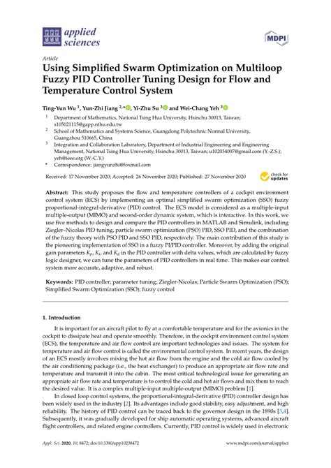 pdf using simplified swarm optimization on multiloop fuzzy pid controller tuning design for