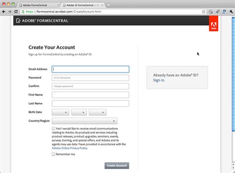using the new adobe forms central to distribute pdf forms signing up for adobe formscentral