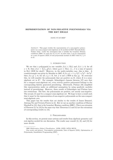 pdf representations of non negative polynomials via kkt ideals