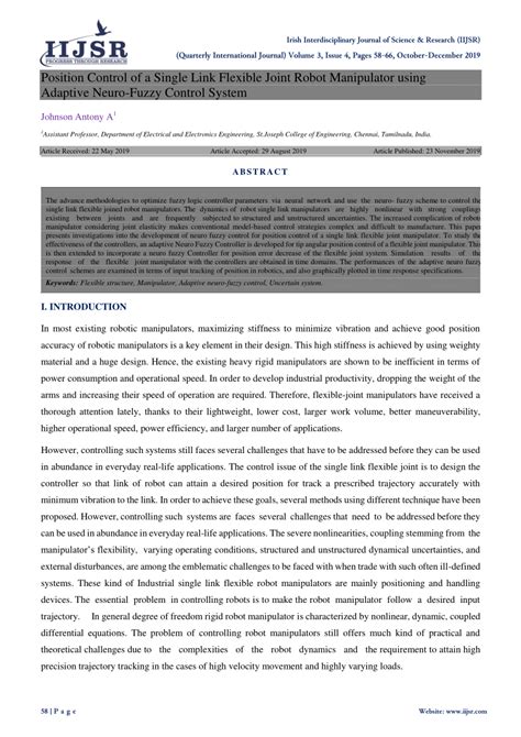 pdf position control of a single link flexible joint robot manipulator using adaptive neuro