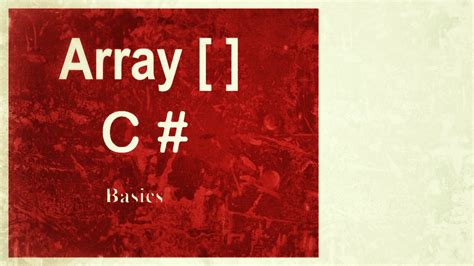 C Sharp Array Array Youtube