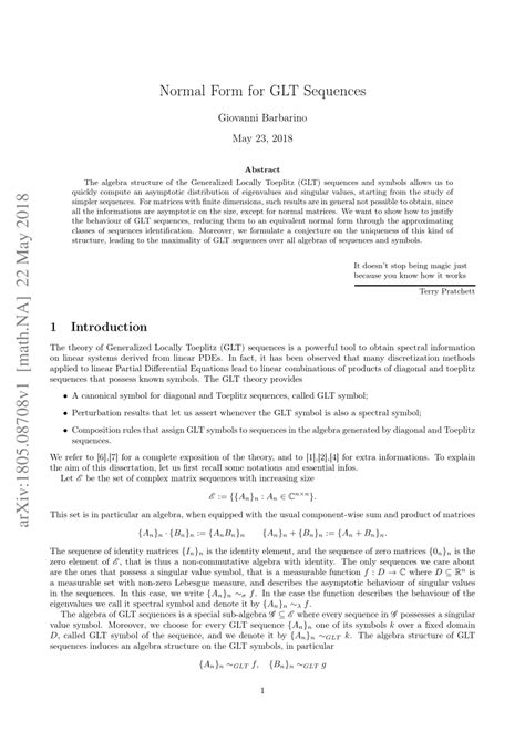 pdf normal form for glt sequences