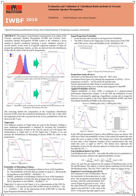 pdf evaluation and validation of likelihood ratio methods in forensic automatic speaker