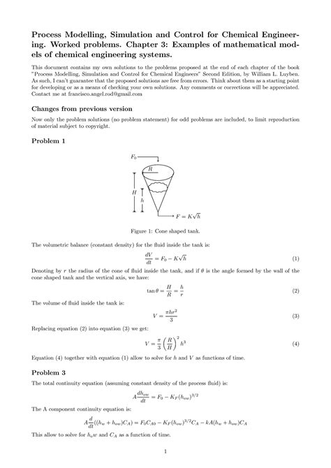 process modelling simulation and control worked problems chapter 3 examples of mathematical