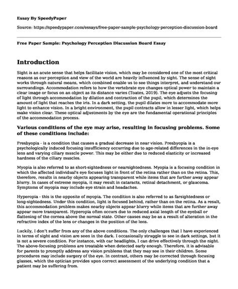 📗 Free Paper Sample Psychology Perception Discussion Board