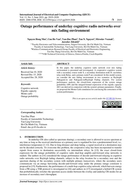 pdf outage performance of underlay cognitive radio networks over mix fading environment