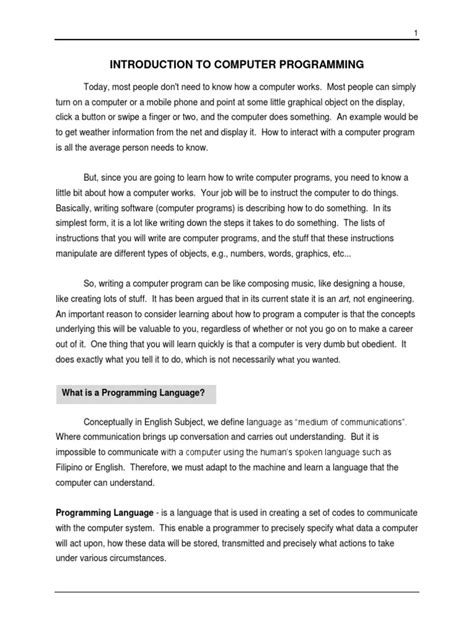lesson 1 introduction to programming pdf programming language computer program
